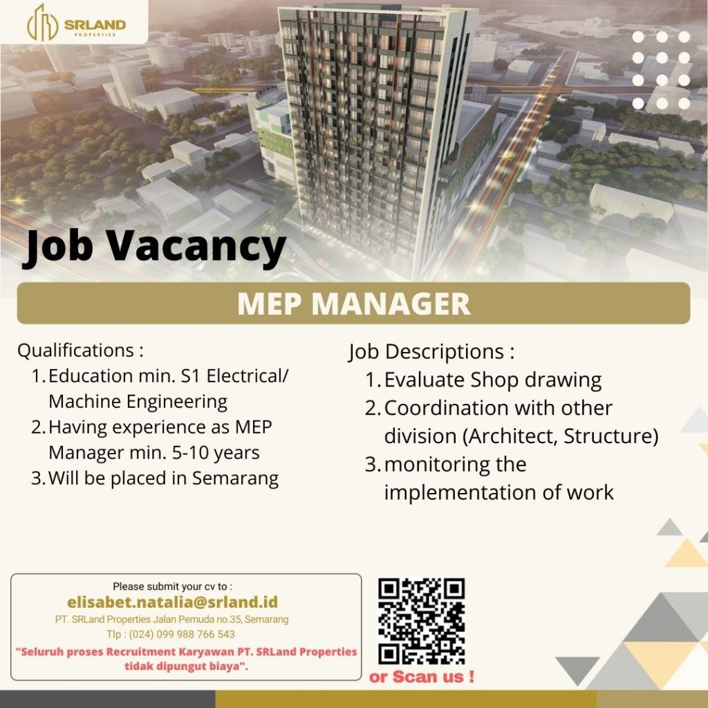 Mep Manager @ SR Land Properties – SCU