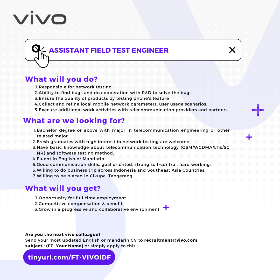 Assisten Field Test Engineer @ Vivo – SCU
