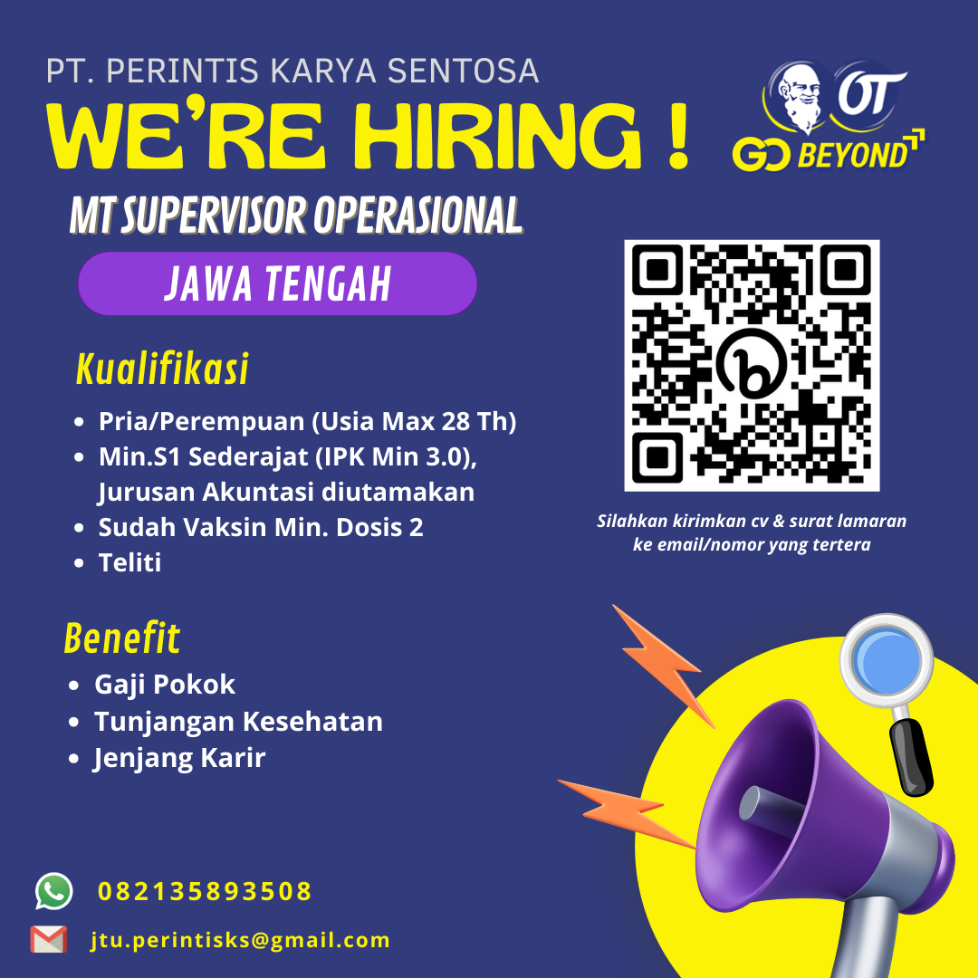 Lowongan Kerja November 2023 Orangtua Grup Mt Supervisor Operasional