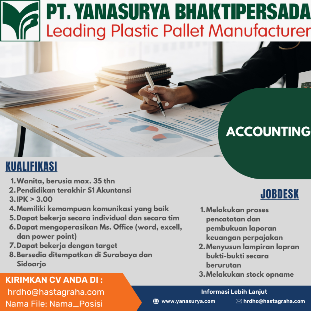 Lowongan Kerja Januari 2024 Pt Yanasurya Bhaktipersada Accounting