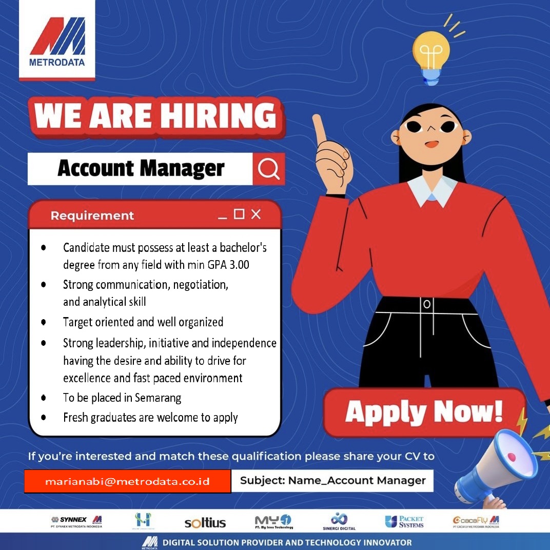 Lowongan Kerja Mei 2024 Metrodata Account Manager Scu