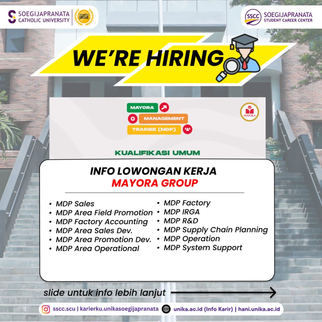 Loker Januari 2025 – Mayora Group || Job Vacancy – SCU