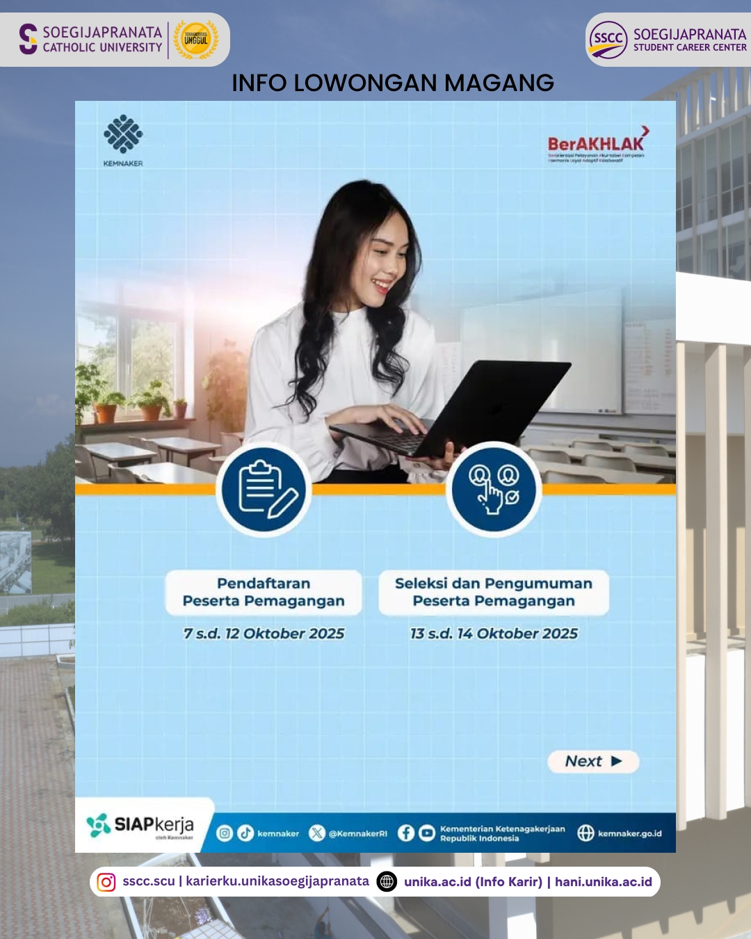 Loker Oktober 2025 – Kemenaker || Job Vacancy – SCU