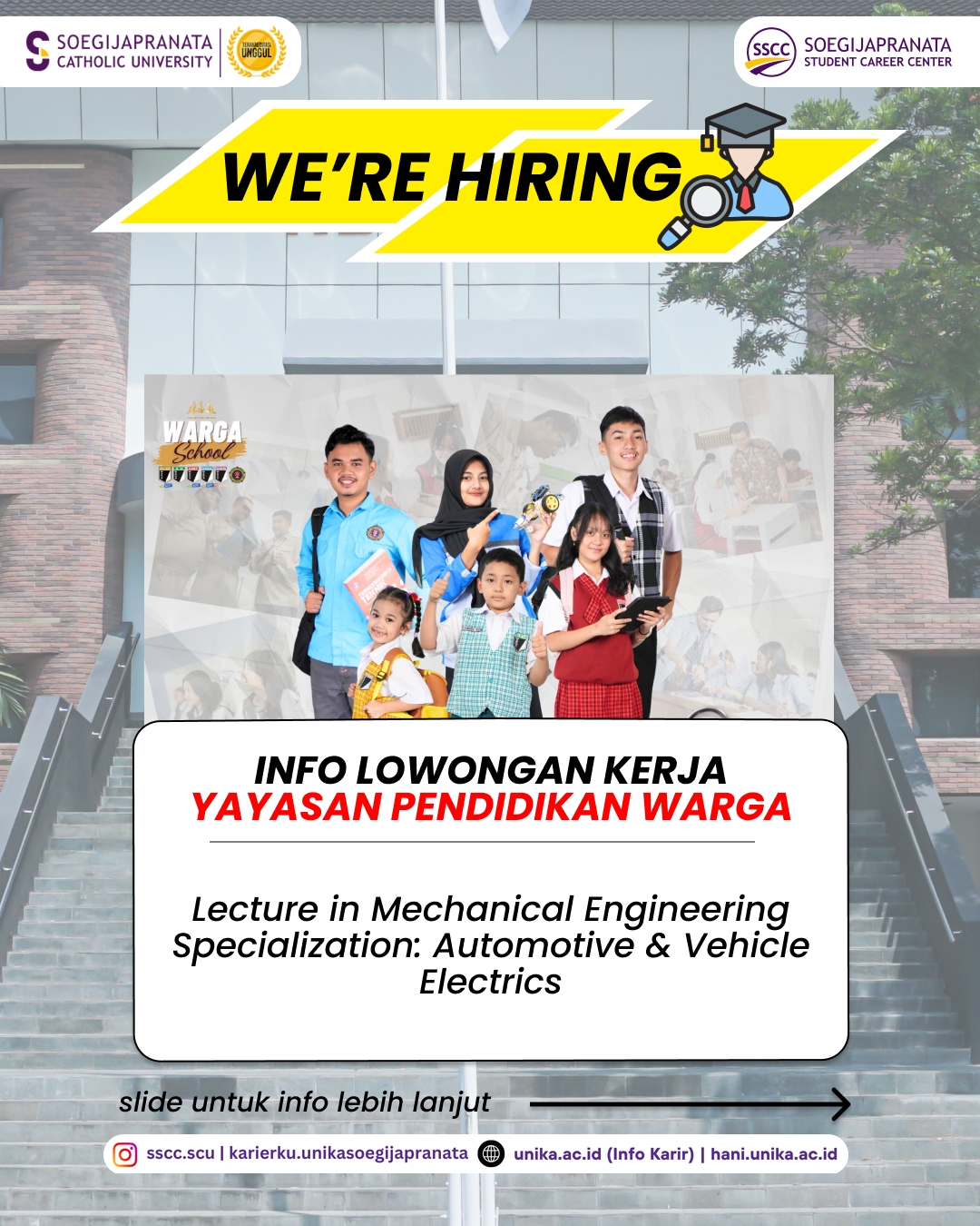 Loker Juni 2026 – Yayasan Pendidikan Warga || Job Vacancy – SCU